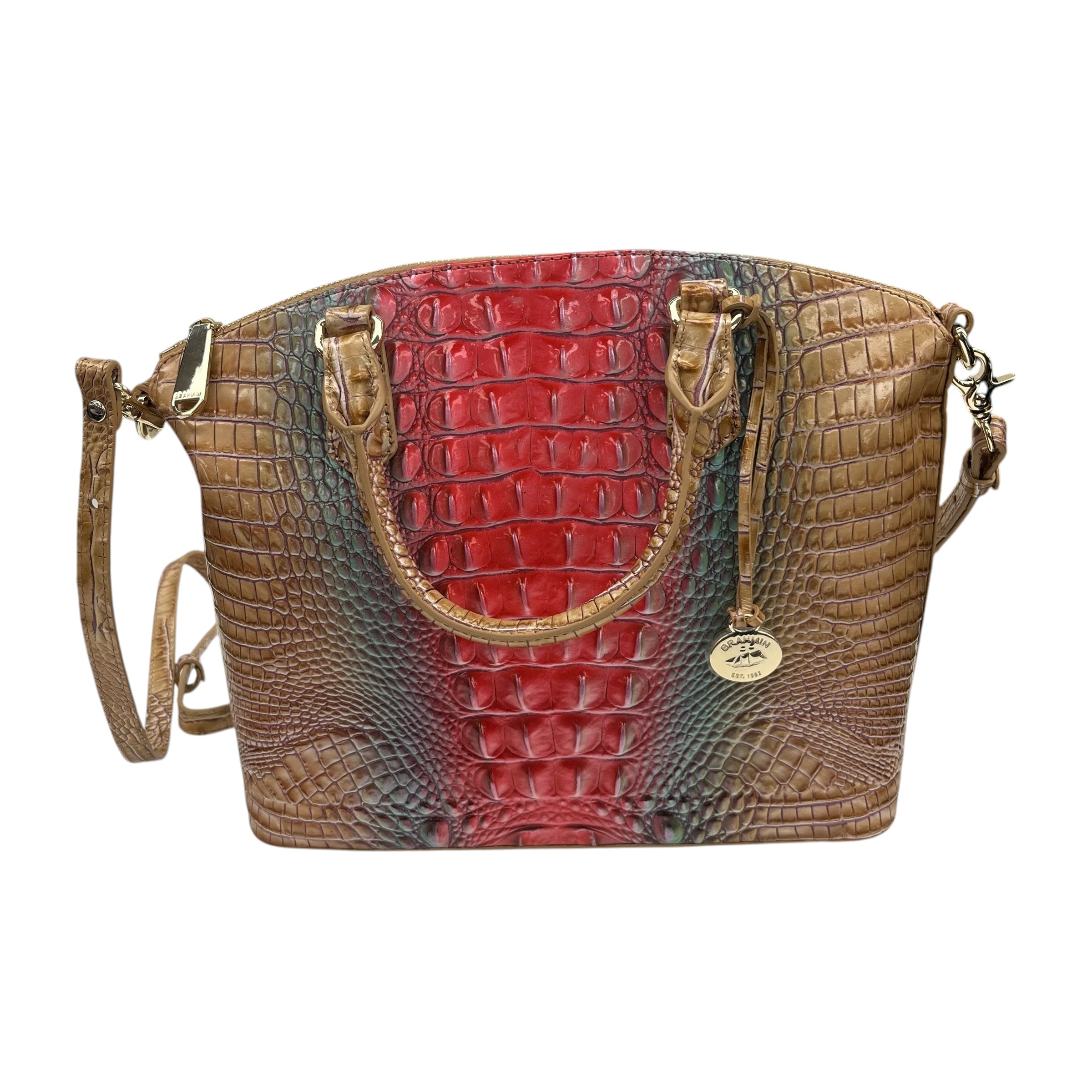 Handbag Designer By Brahmin In Pink & Tan, Size:Medium – Clothes Mentor ...